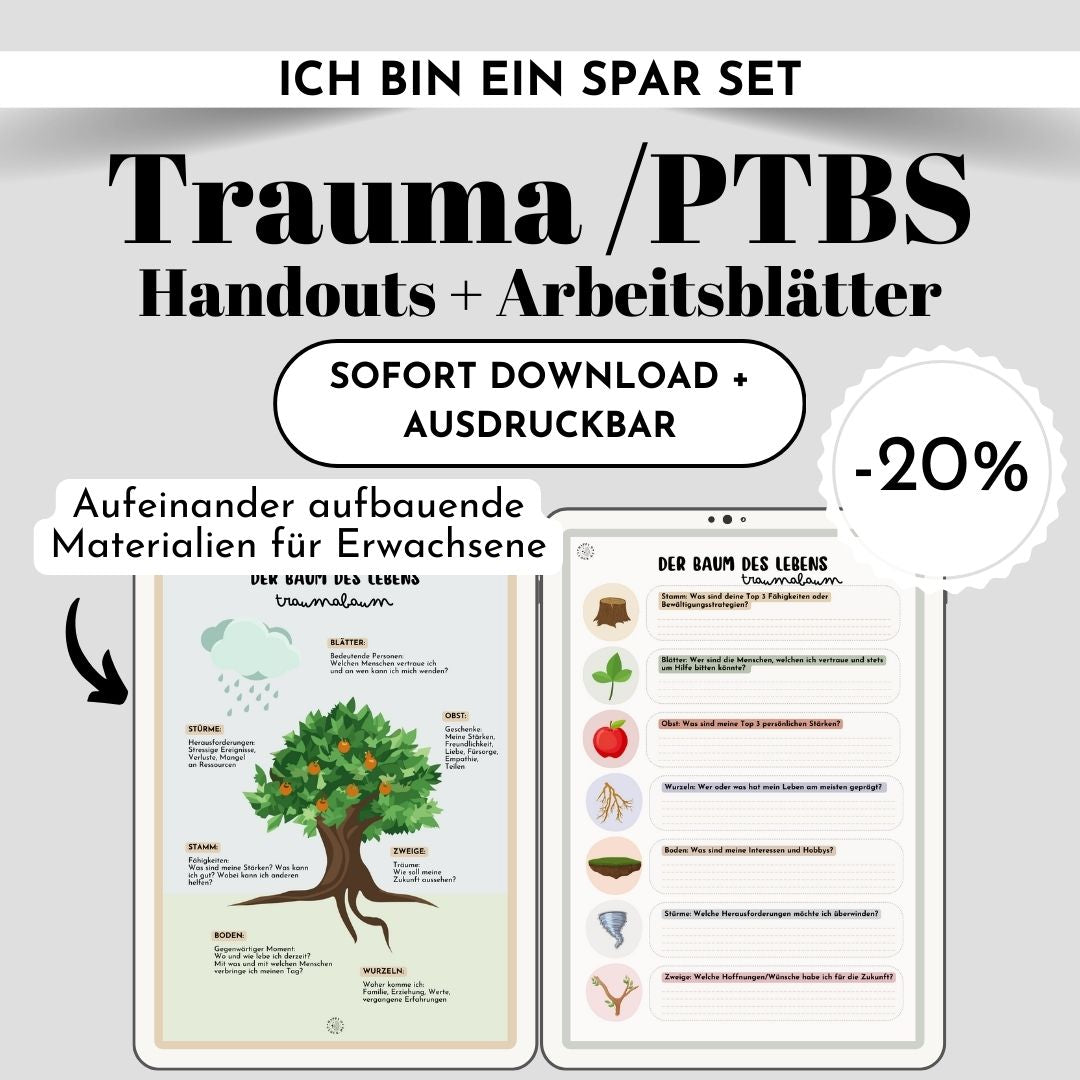 Trauma, PTBS Handouts + Arbeitsblätter – Happy o' Clock
